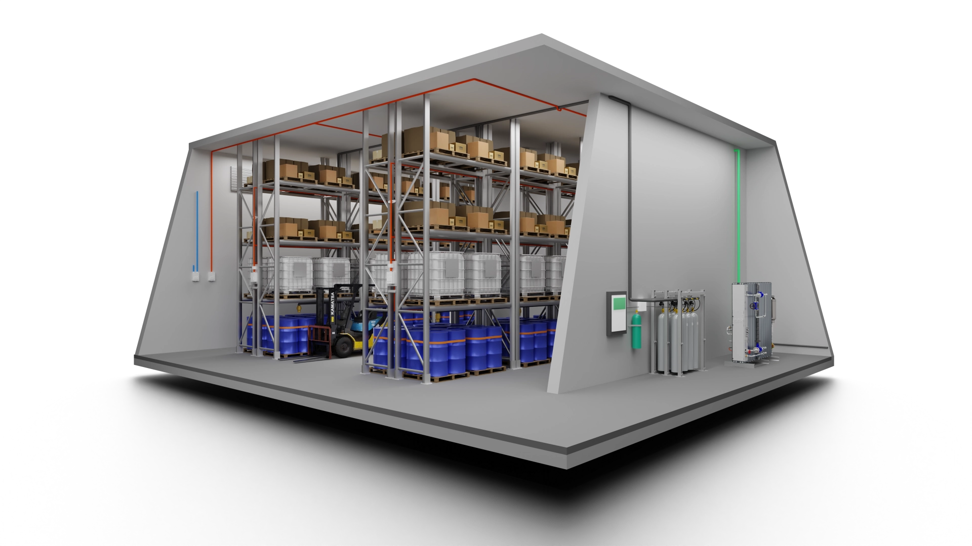 Hazardous material warehouse fire protection